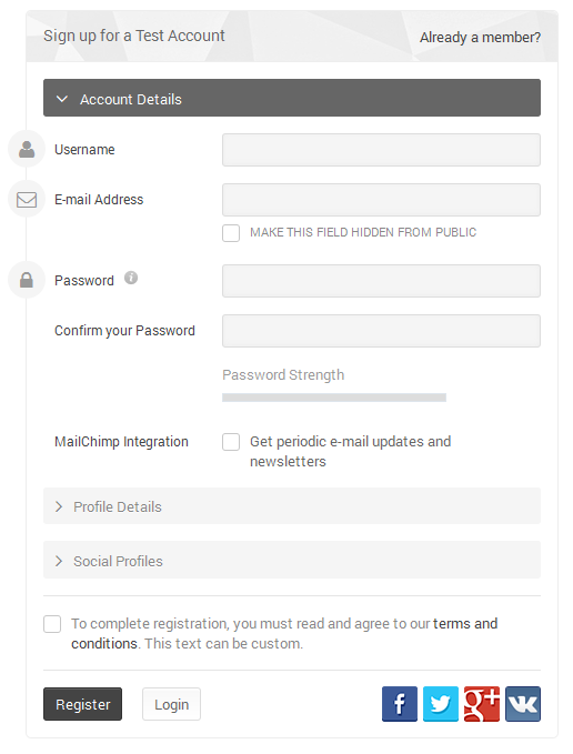 Registration Form – UserPro
